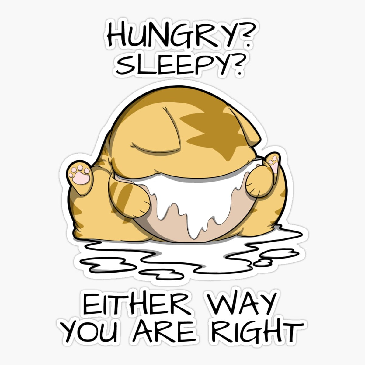 Maneki Hungry? Sleepy? Either Way You Are Right. Sticker, Phone Decal ...