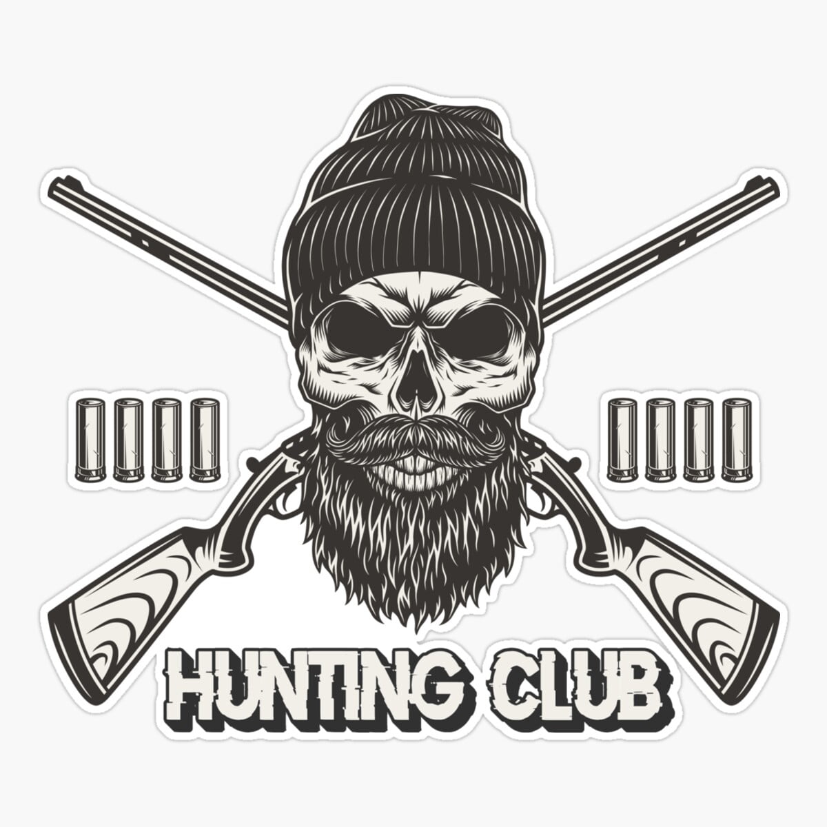 Maneki Hunting Club Skull With Crossing Hunting Riles Er, Phone Decal ...