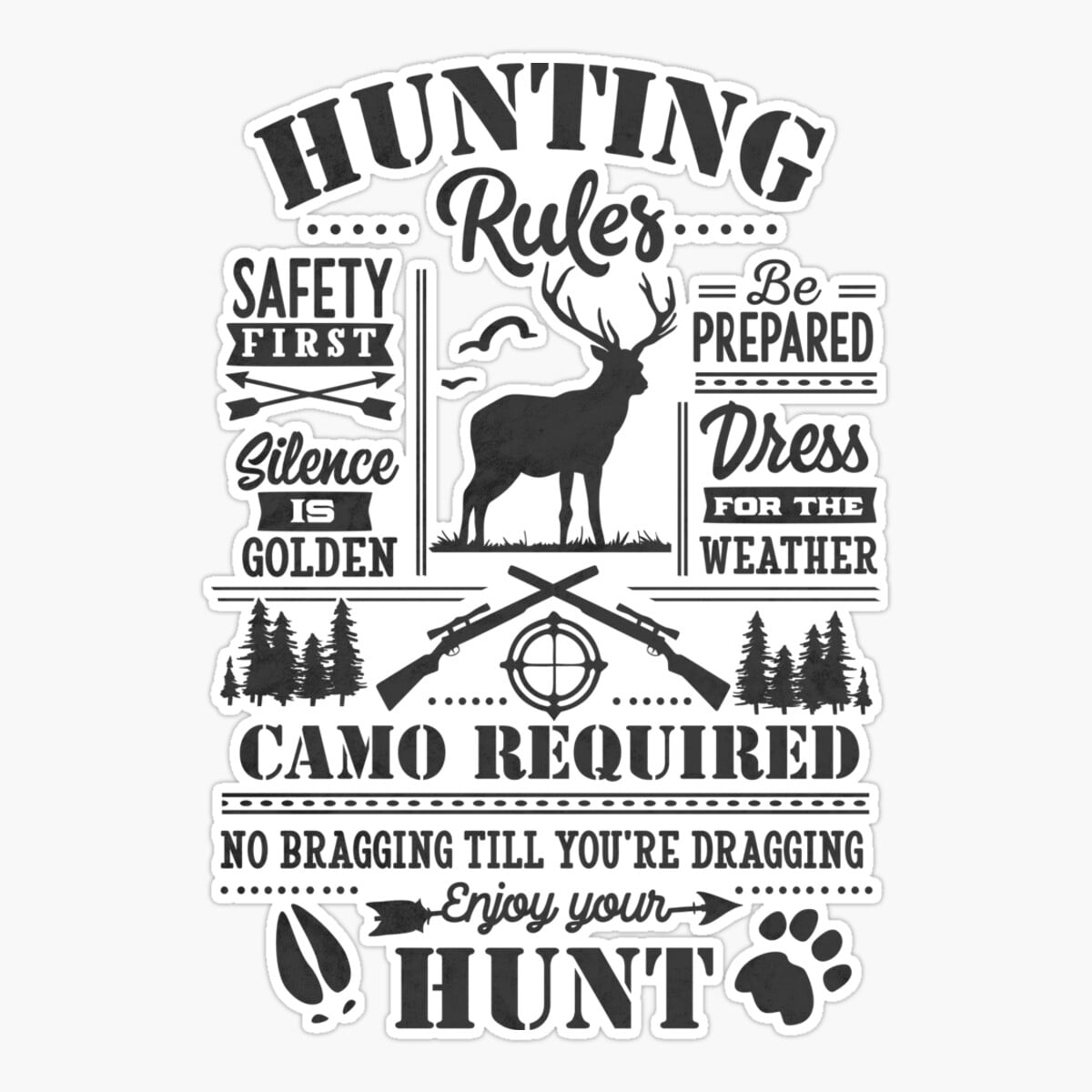Maneki Hunting Rules Unny Hunter Sayings Huntsman Rules Er, Phone Decal ...