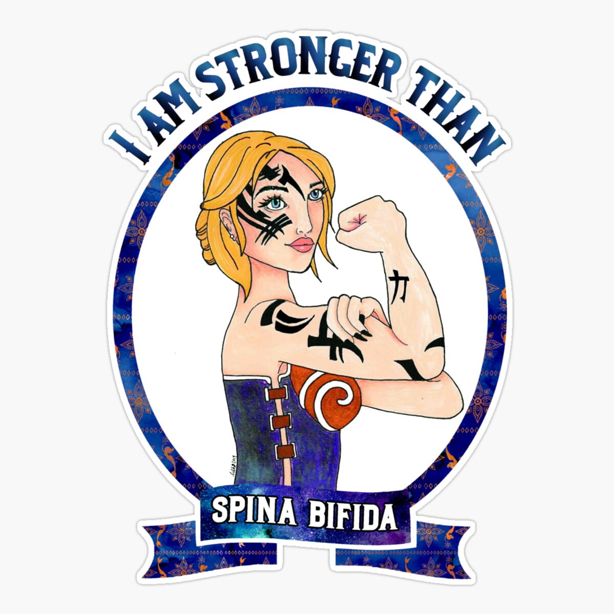 Maneki I Am Stronger Than Spina Bifida Er, Phone Decal Water Bottle ...