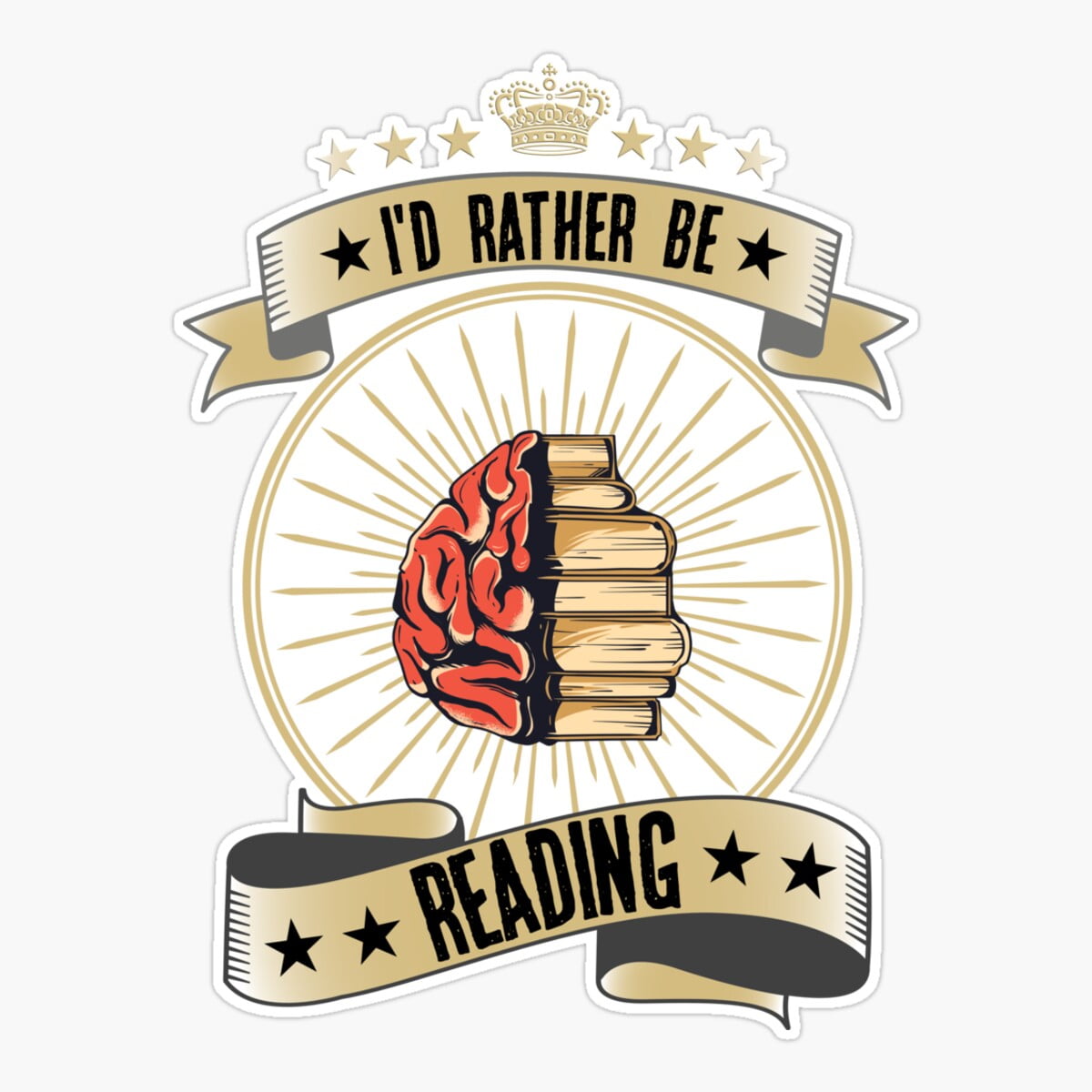 Maneki I'D Rather Be Reading Book Lovers Gits Sticker, Phone Decal ...