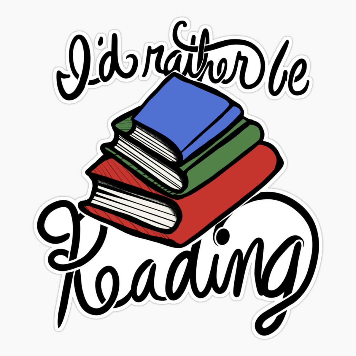 Maneki I'D Rather Be Reading Sticker, Phone Decal Water Bottle Stickers ...