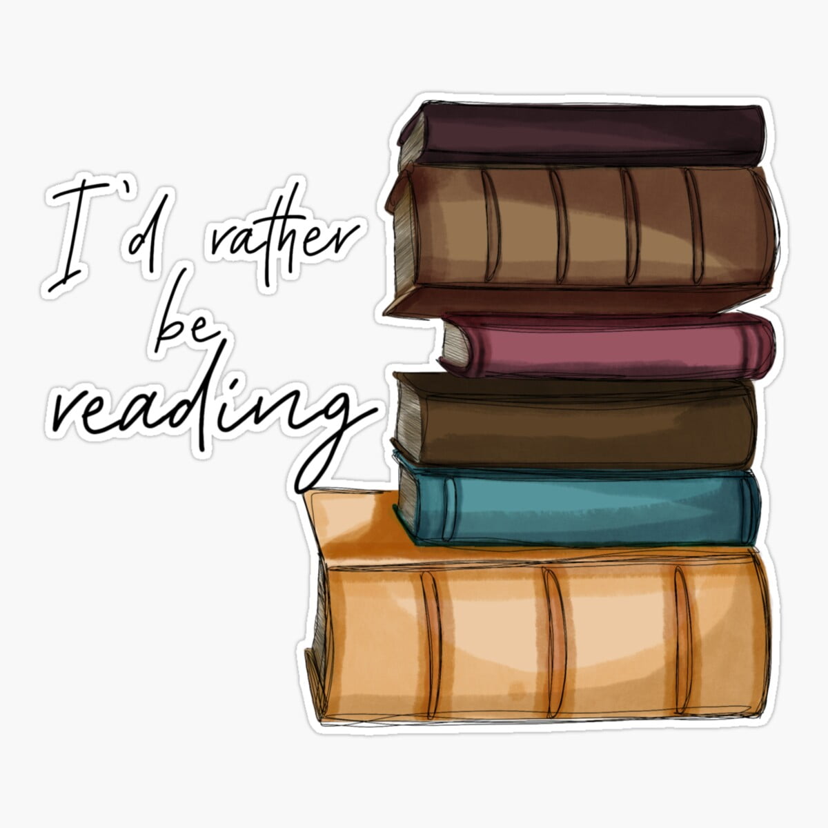 Maneki I’D Rather Be Reading Sticker, Phone Decal Water Bottle Stickers ...