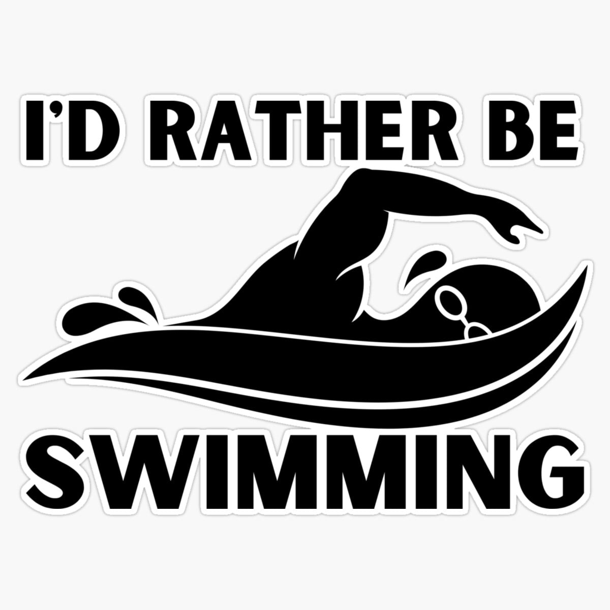 Maneki I'D Rather Be Swimming Cute Swimmer Er, Phone Decal Water Bottle ...