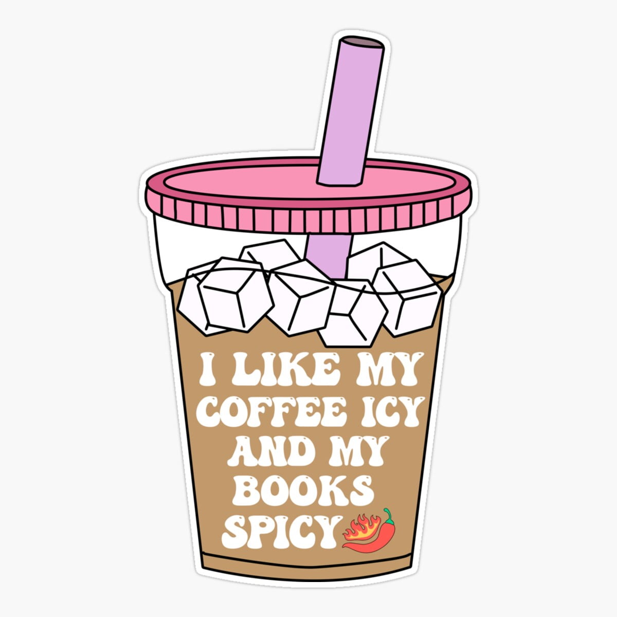 Maneki I Like My Books Spicy And My Coee Icy Sticker, Phone Decal Water ...