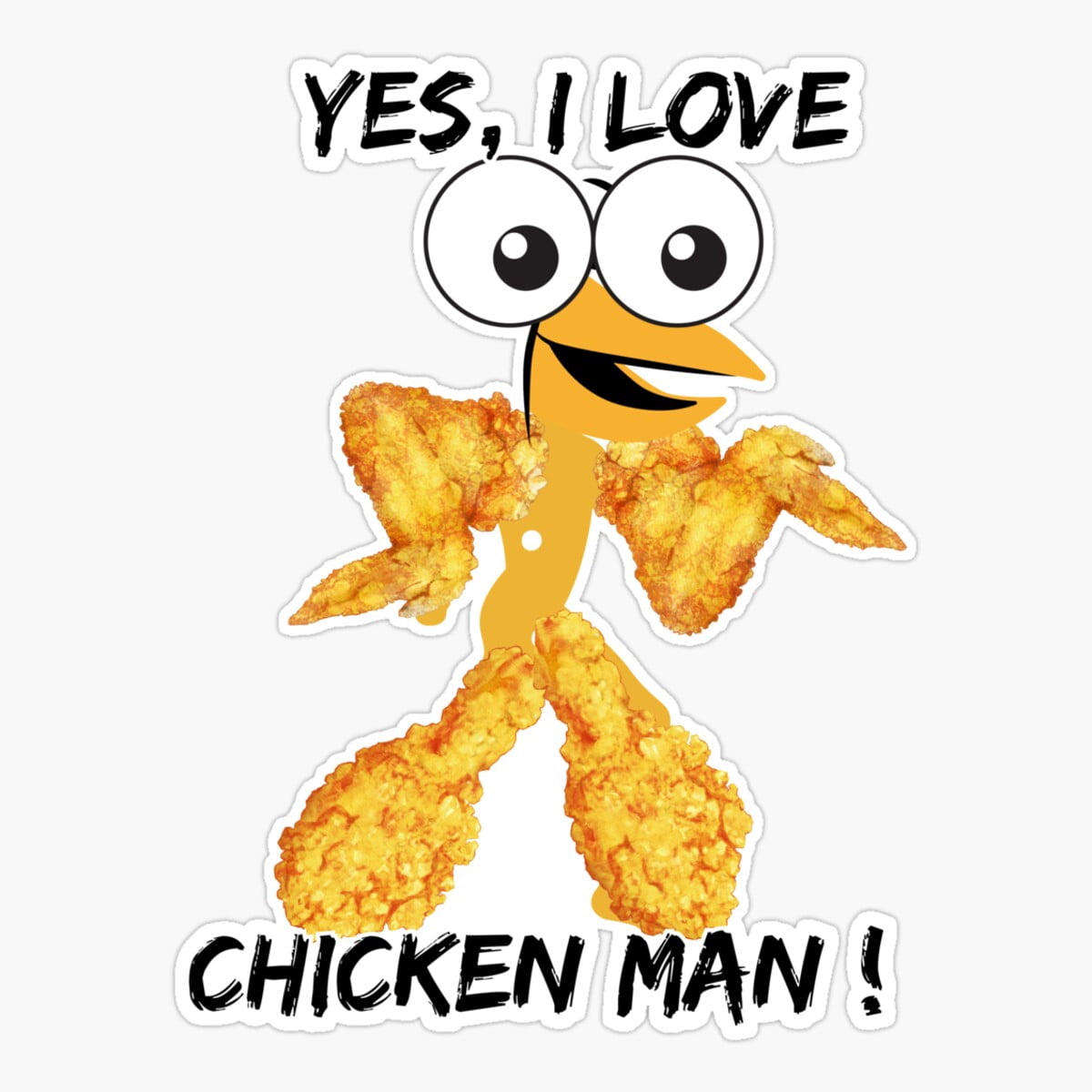 Maneki I Love Chicken Man Sticker, Phone Decal Water Bottle Stickers ...