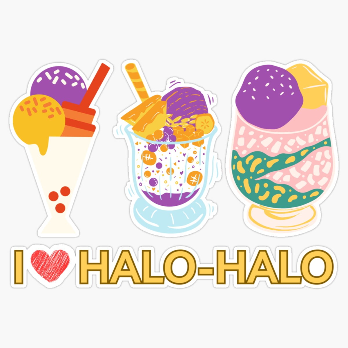 Maneki I Love Halo-Halo Er, Phone Decal Water Bottle Stickers Car ...