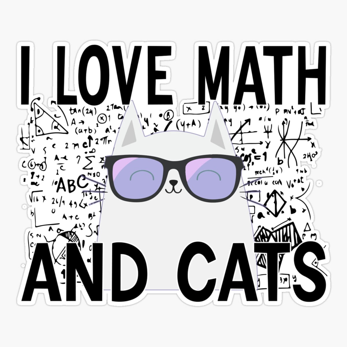 Maneki I Love Math And Cats Sticker, Phone Decal Water Bottle Stickers ...