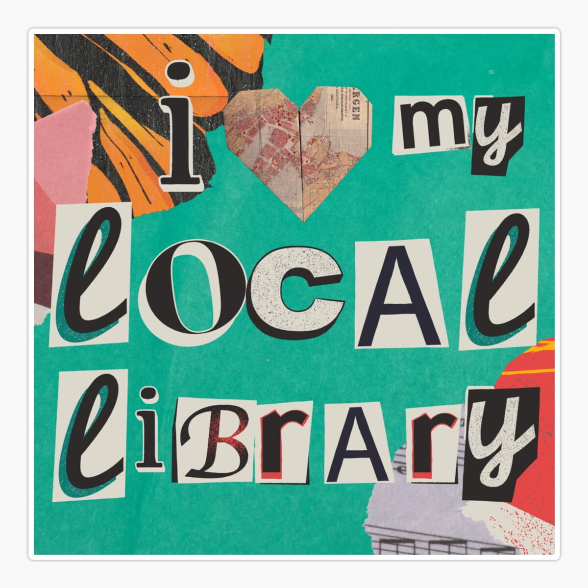 Maneki I Love My Local Library Sticker, Phone Decal Water Bottle ...