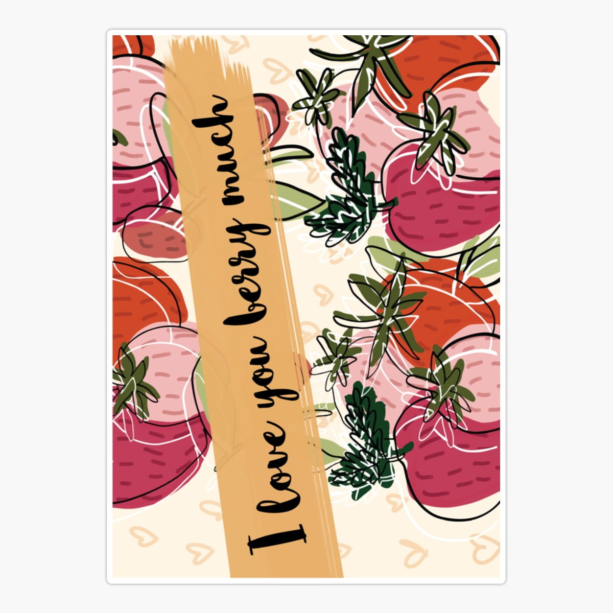 Maneki I Love You Berry Much Sticker, Phone Decal Water Bottle Stickers ...