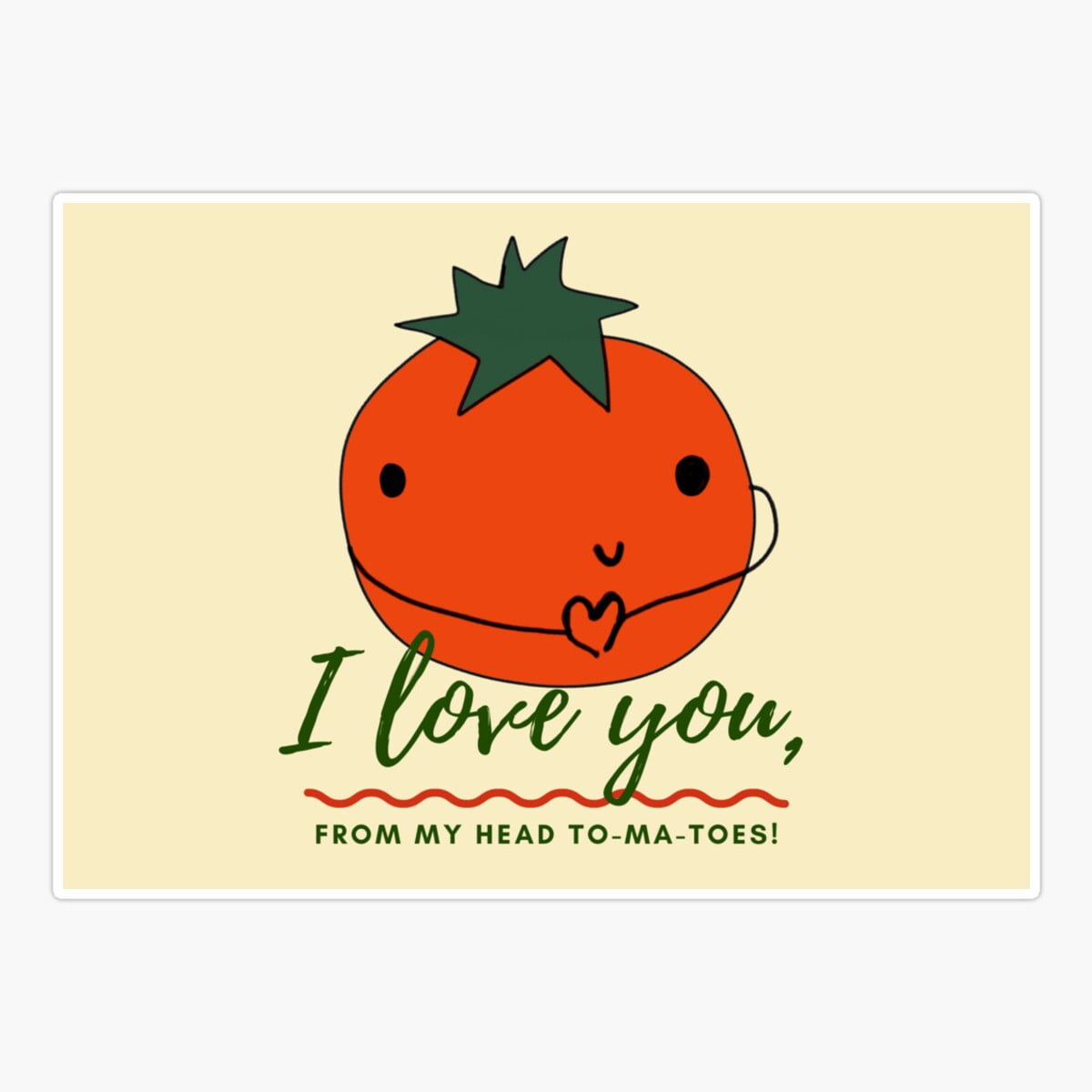 Maneki I Love You Rom My Head To-Ma-Toes Sticker, Phone Decal Water ...