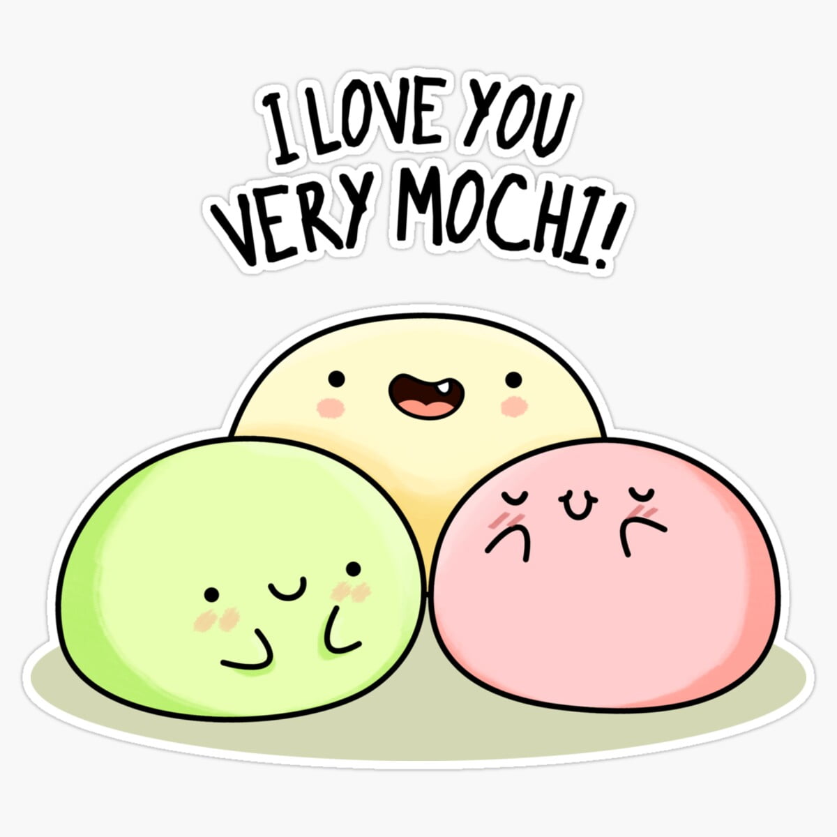 Maneki I Love You Very Mochi Funny Mochi Puns Er, Phone Decal Water ...