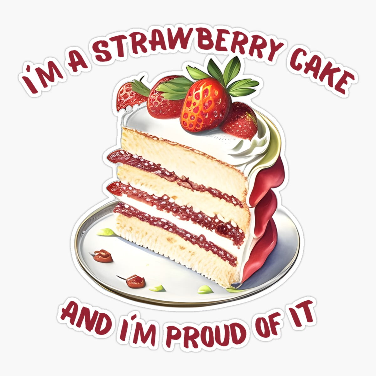 Maneki I´M A Strawberry Cake Sticker, Phone Decal Water Bottle Stickers ...