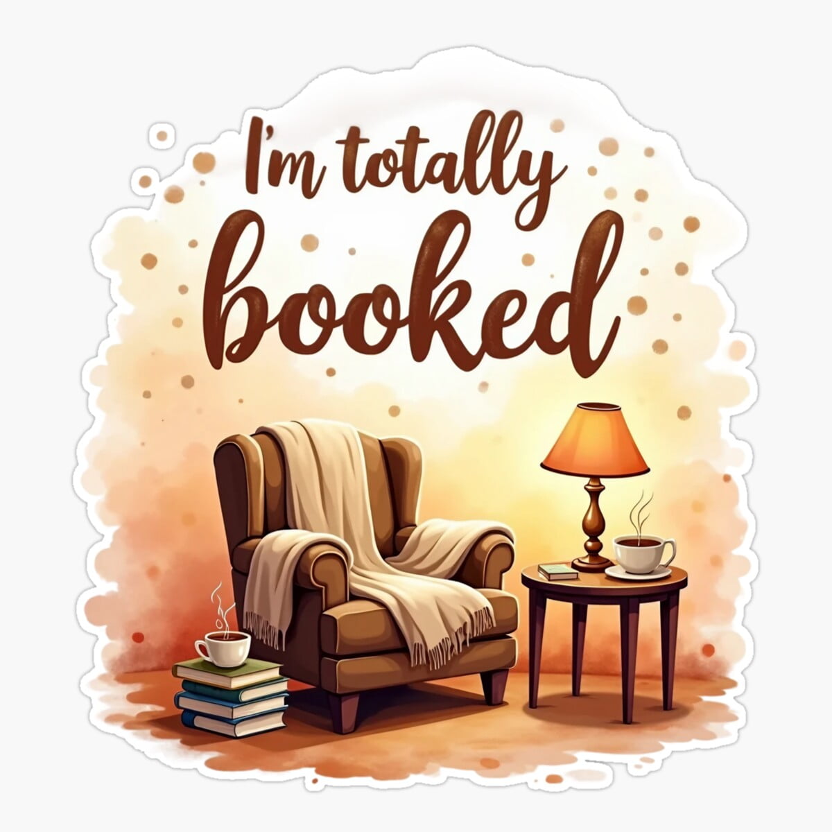 Maneki I'M Totally Booked - Cozy Reading Corner Sticker, Phone Decal ...