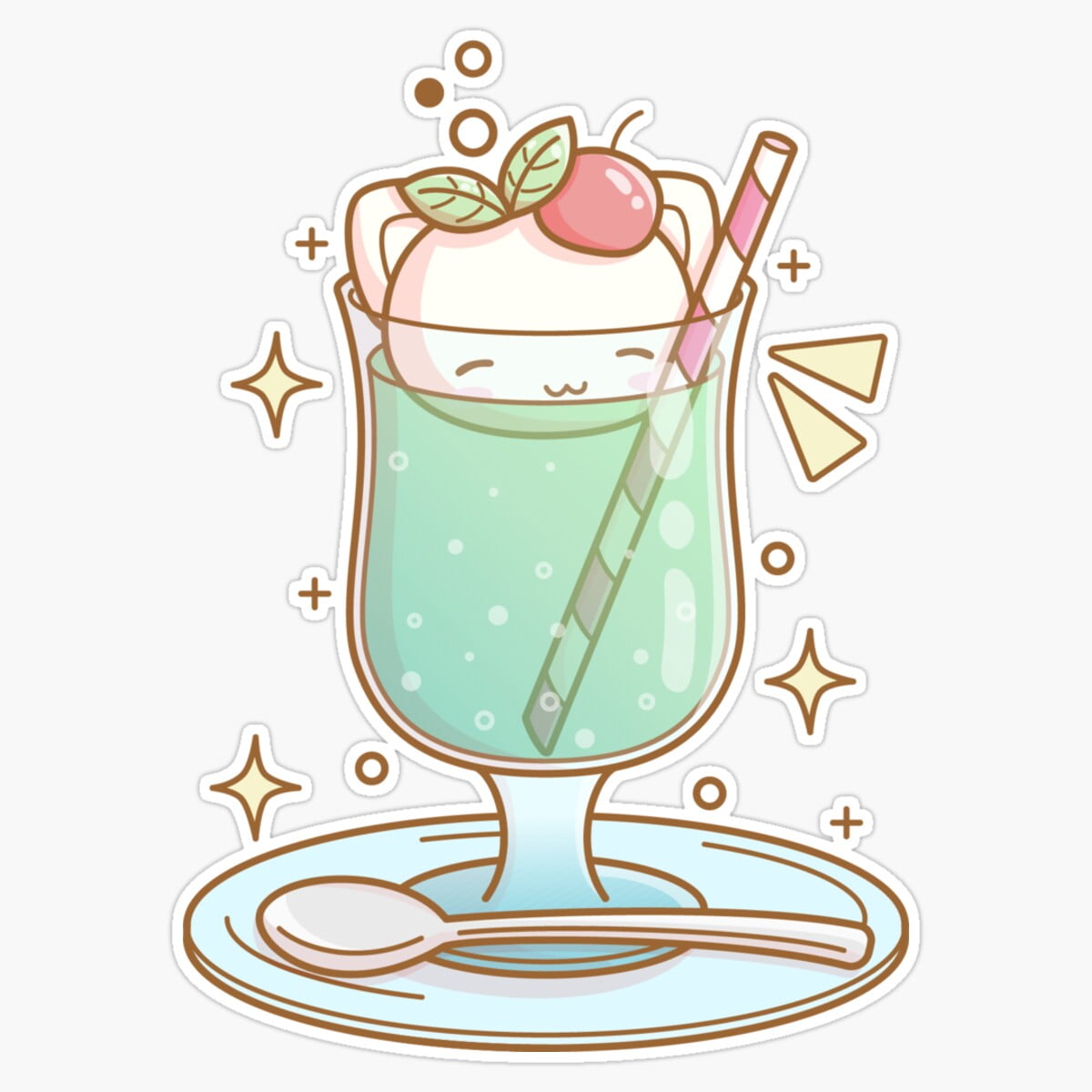 Maneki Ice Cream Soda Cat Er, Phone Decal Water Bottle Stickers Car ...