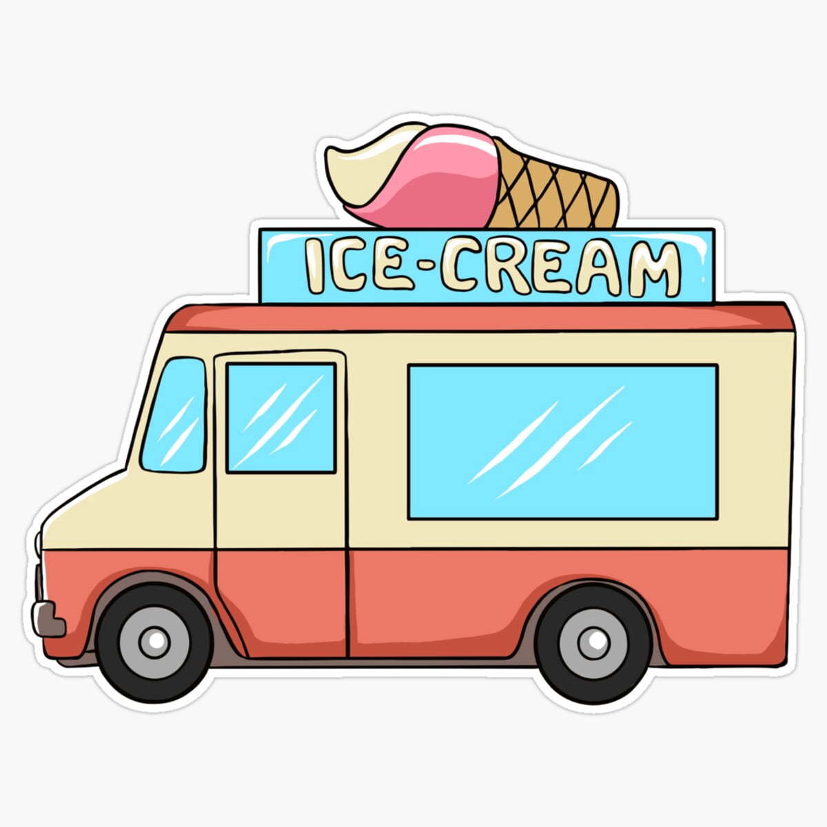 Maneki Ice Cream Truck Ice Cream Van Er, Phone Decal Water Bottle ...