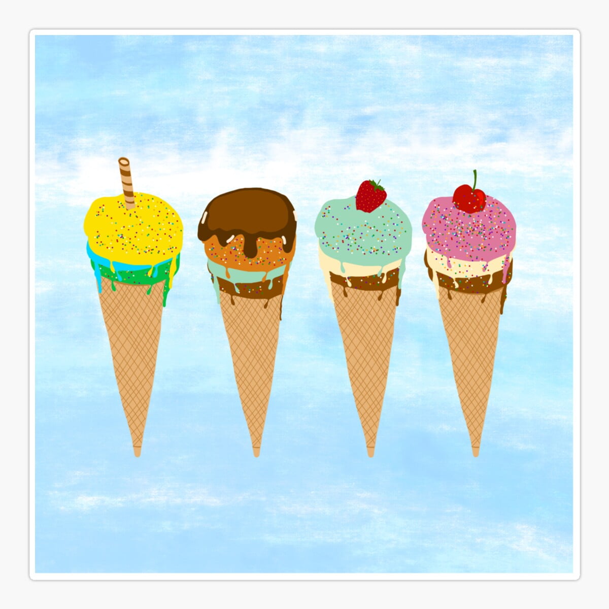 Maneki Ice Creams Sticker, Phone Decal Water Bottle Stickers Car Decals ...