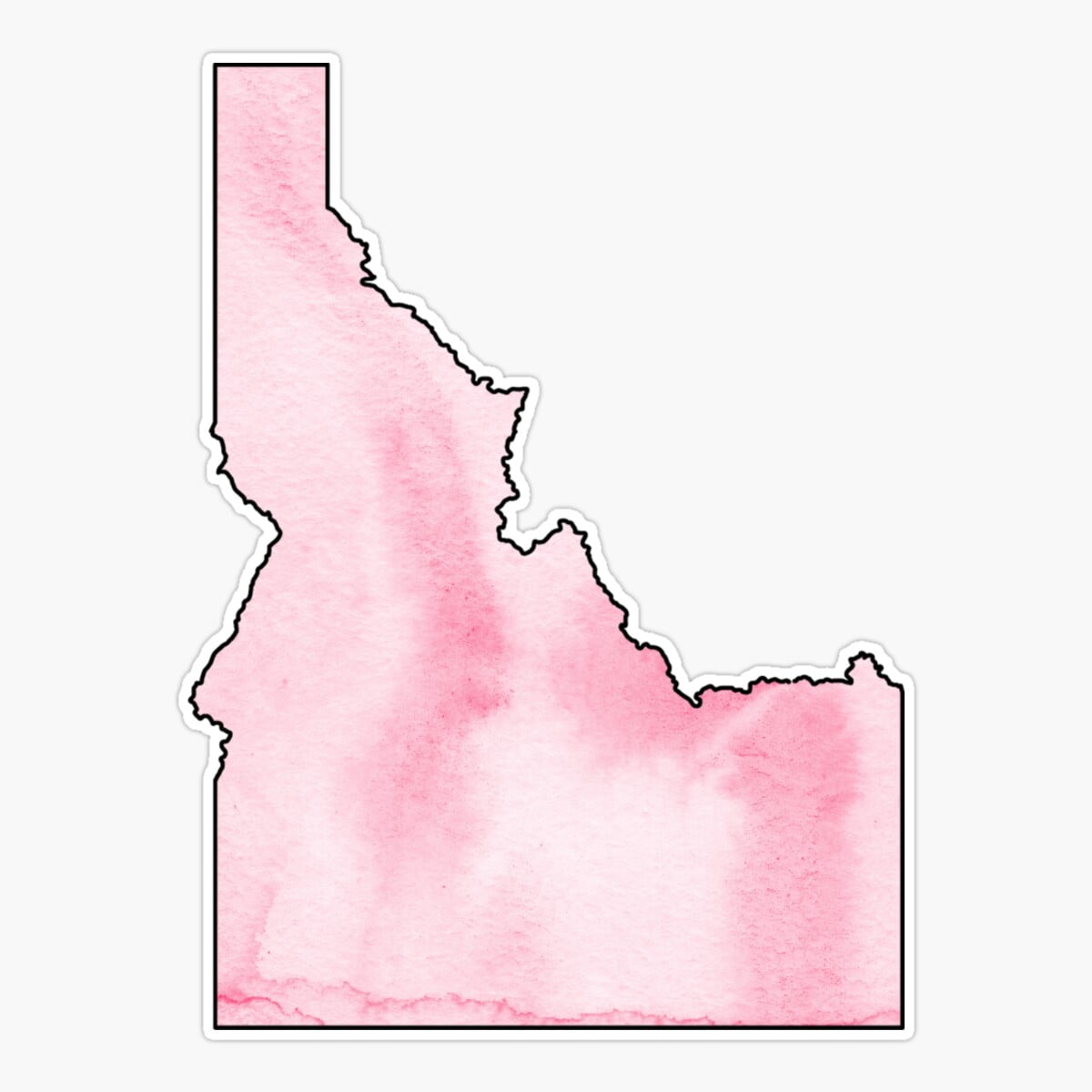 Maneki Idaho State Outline, Pink Watercolor Sticker, Phone Decal Water ...
