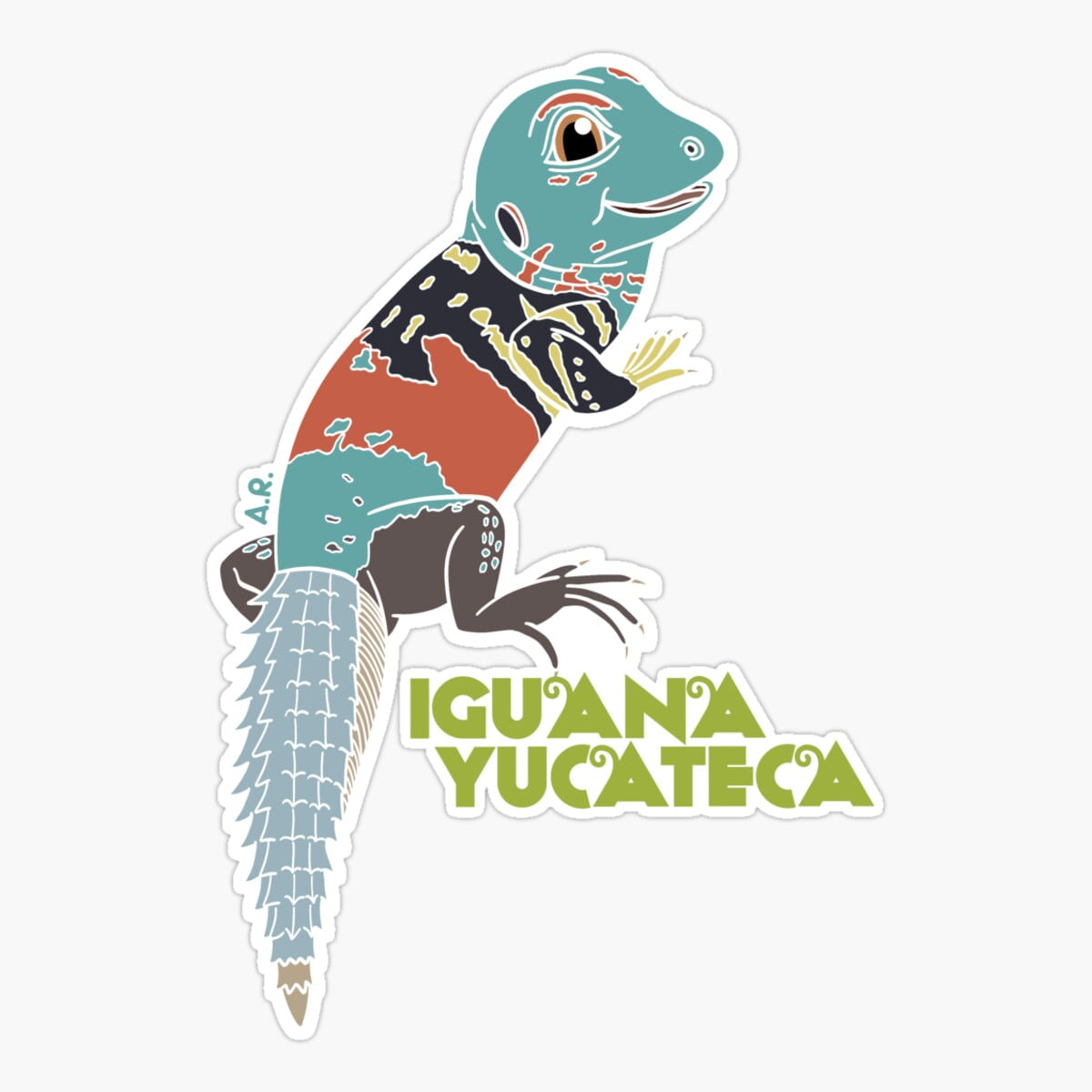 Maneki Iguana Yucateca Endémicos De México Series Sticker, Phone Decal ...