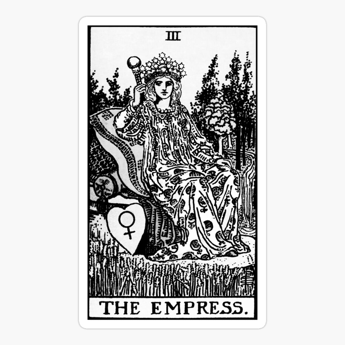 Maneki Iii. The Empress Tarot Card | Black And White Er, Phone Decal ...