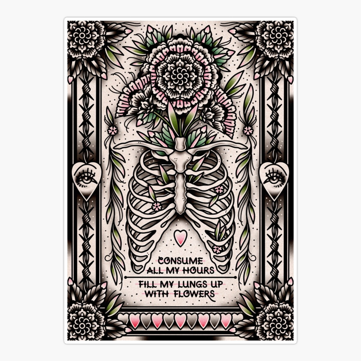 Maneki Ill My Lungs Up With Lowers Rib Cage Skeleton Mandala Clic Cute ...