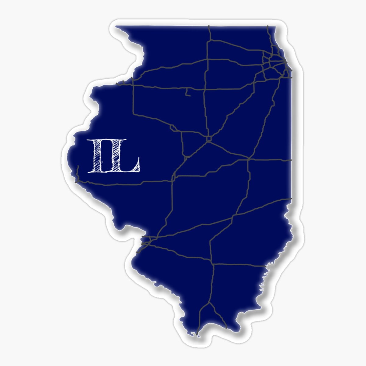 Maneki Illinois Interstates [Navy] Er, Phone Decal Water Bottle ...