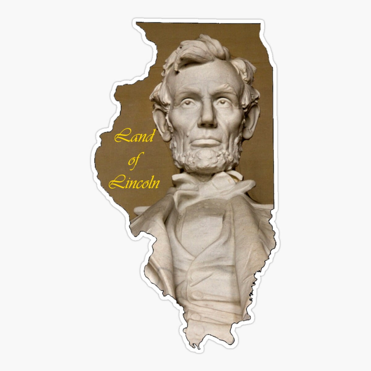 Maneki Illinois Map With State Nickname: The Land O Lincoln Sticker ...