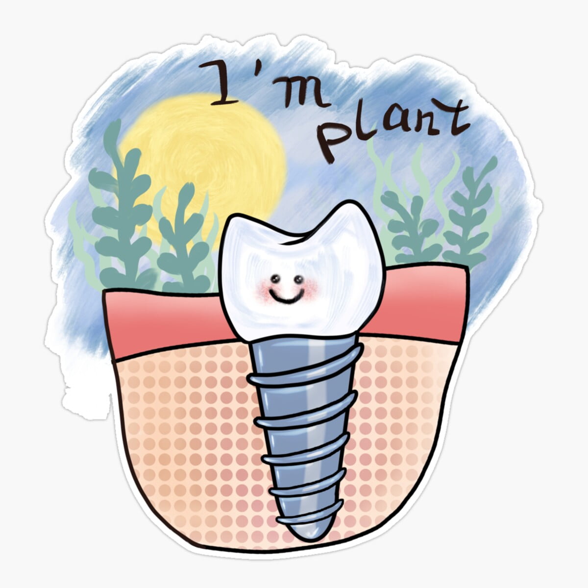 Maneki Implant I'M Plant Tooth Er, Phone Decal Water Bottle Stickers ...