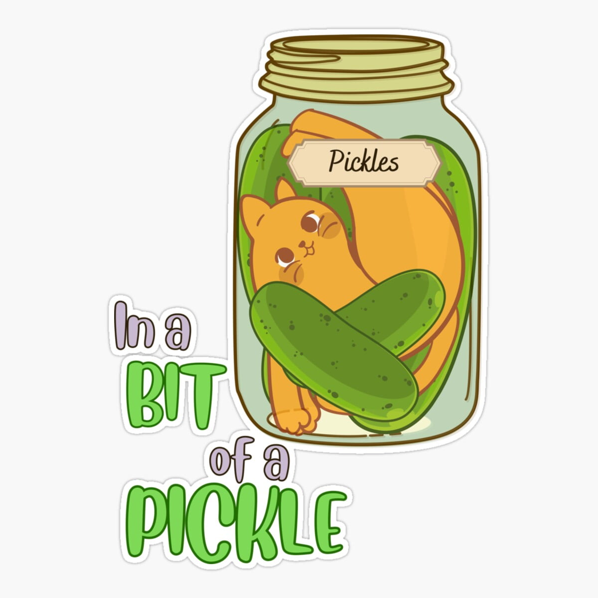 Maneki In A Bit O A Pickle Sticker, Phone Decal Water Bottle Stickers ...