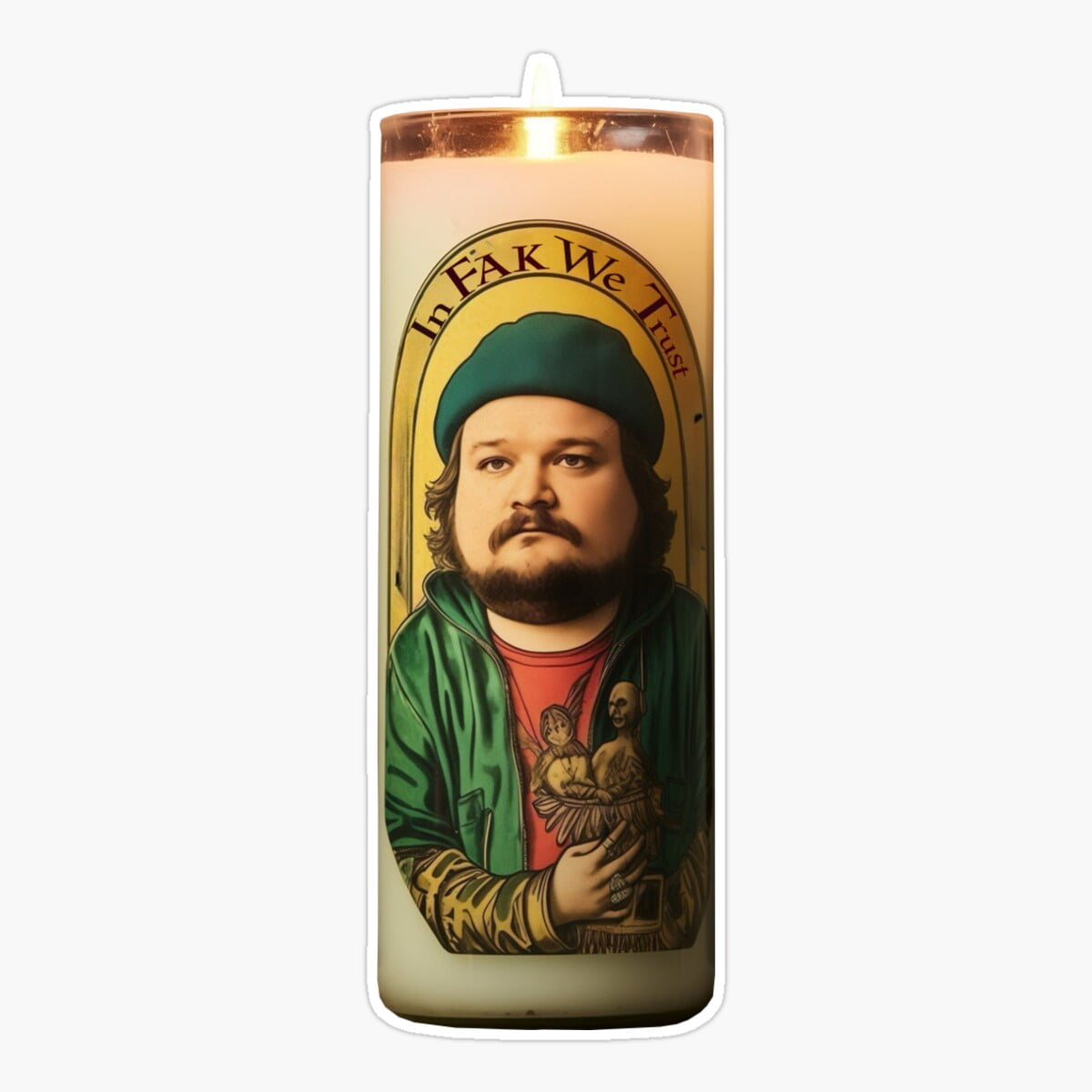Maneki In Ak We Trust Candle Rom The Bear Sticker, Phone Decal Water ...