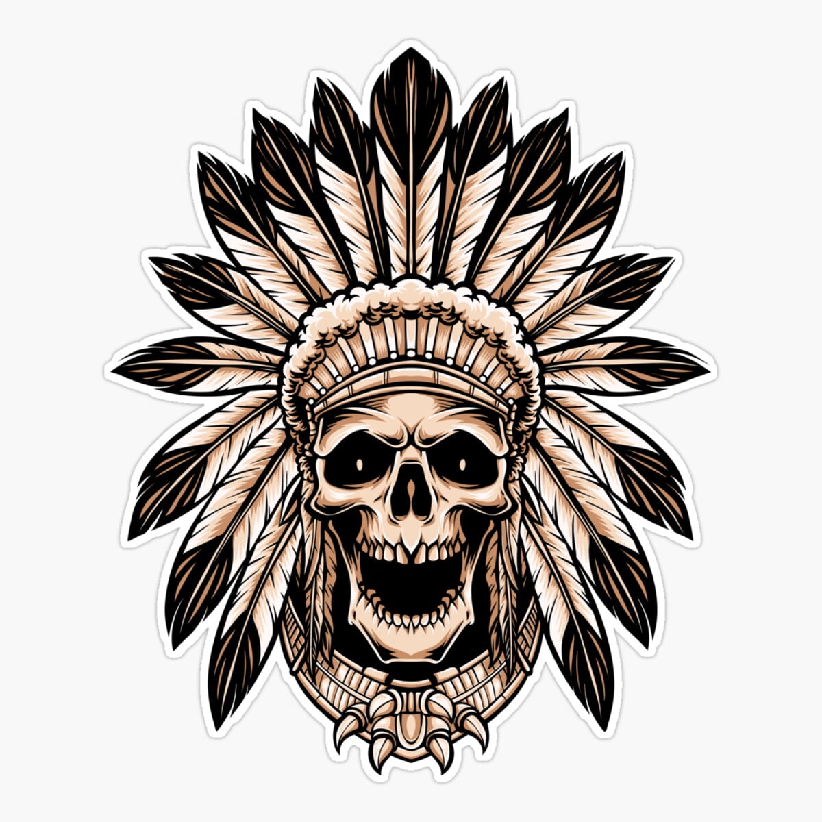 Maneki Indian Skull Er, Phone Decal Water Bottle Stickers Car Decals ...