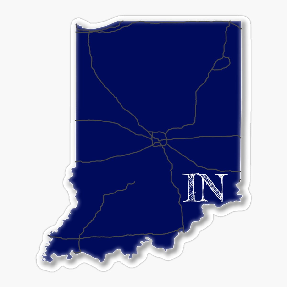 Maneki Indiana Interstates [Navy] Er, Phone Decal Water Bottle Stickers ...