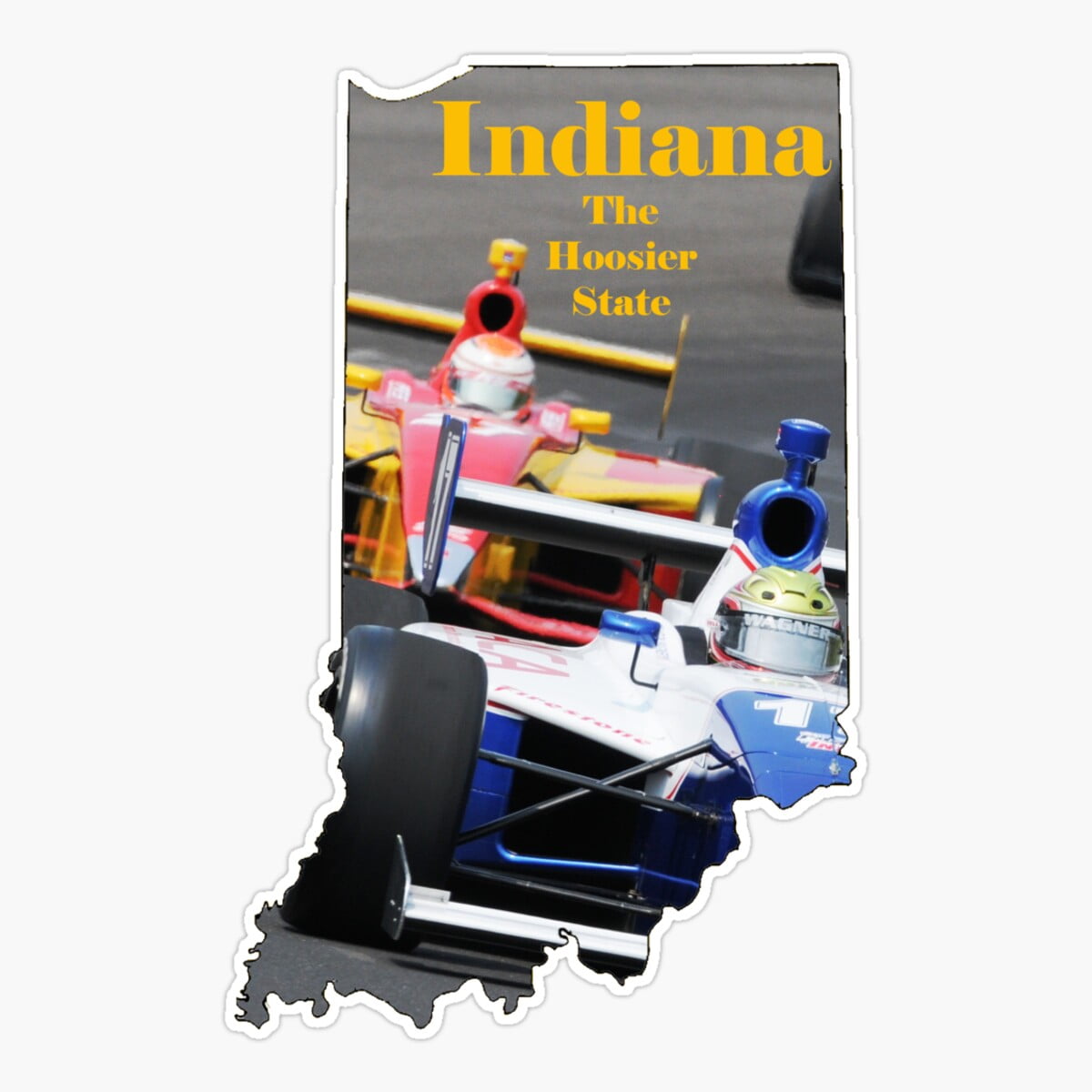 Maneki Indiana Map With State Nickname: The Hoosier State Sticker ...