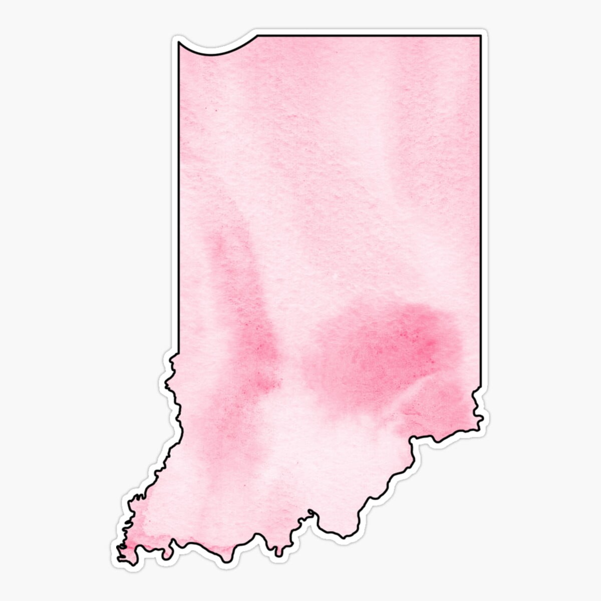Maneki Indiana State Outline, Pink Watercolor Sticker, Phone Decal ...