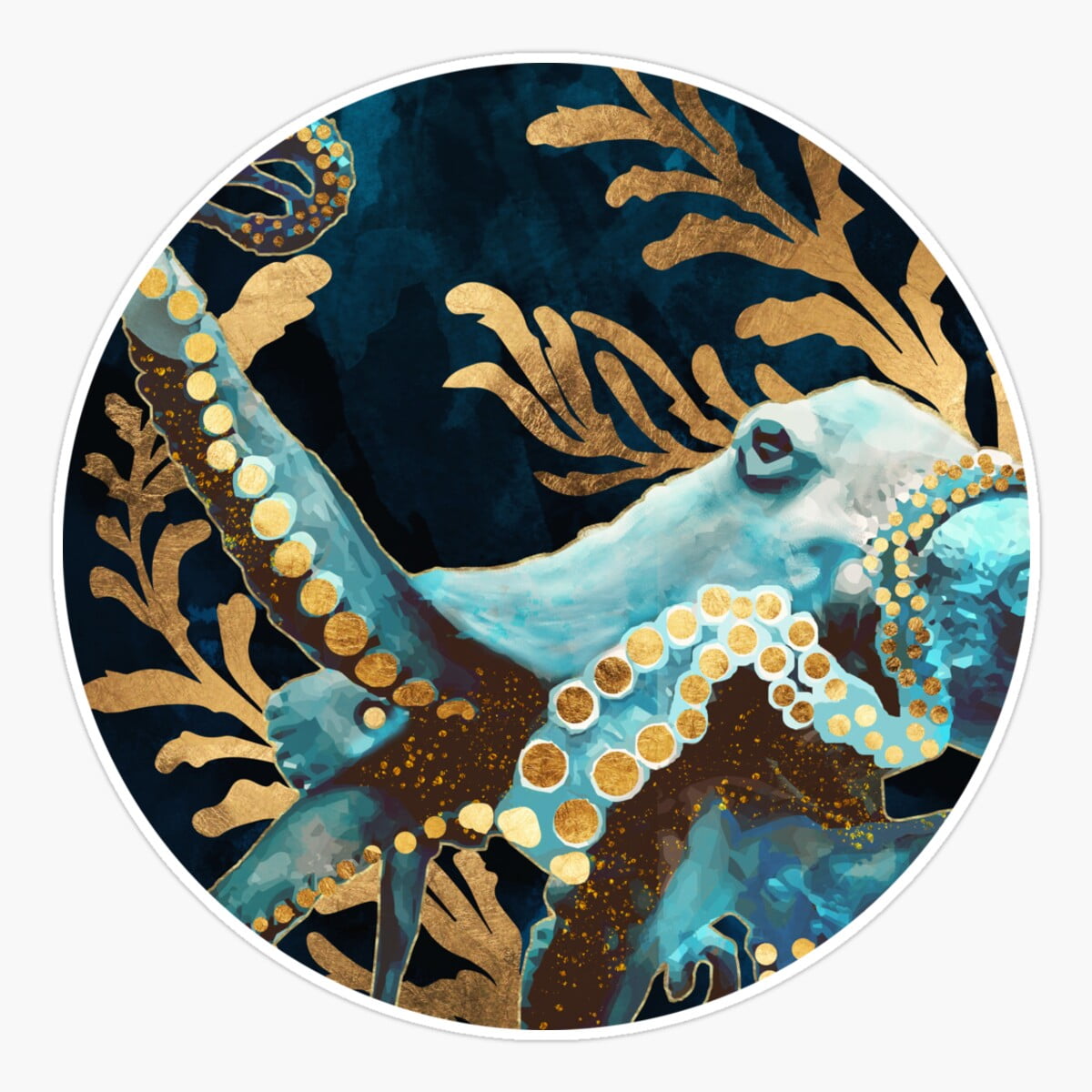 Maneki Indigo Octopus Sticker, Phone Decal Water Bottle Stickers Car ...