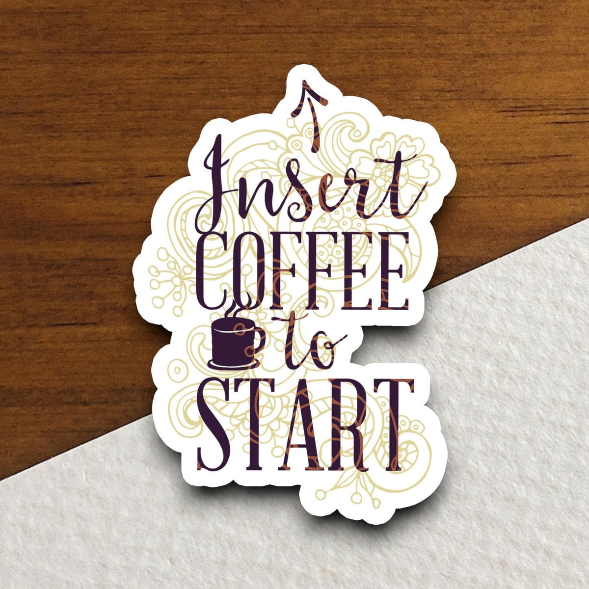 Maneki Insert Coffee To Start Sticker, Funny Sticker, Coffee Sticker ...