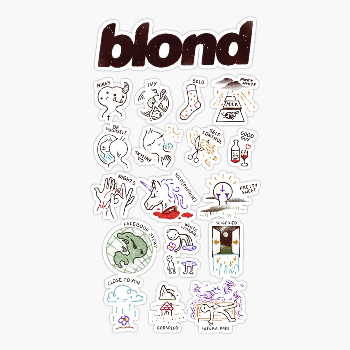 Maneki Inspired By Frank Ocean’S Blonde Sticker, Phone Decal Water ...