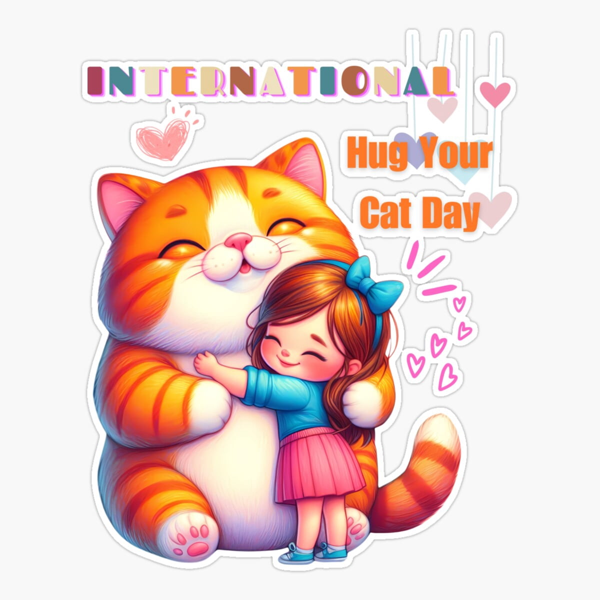 Maneki International Hug Your Cat Day, Cat Day Sticker, Phone Decal ...