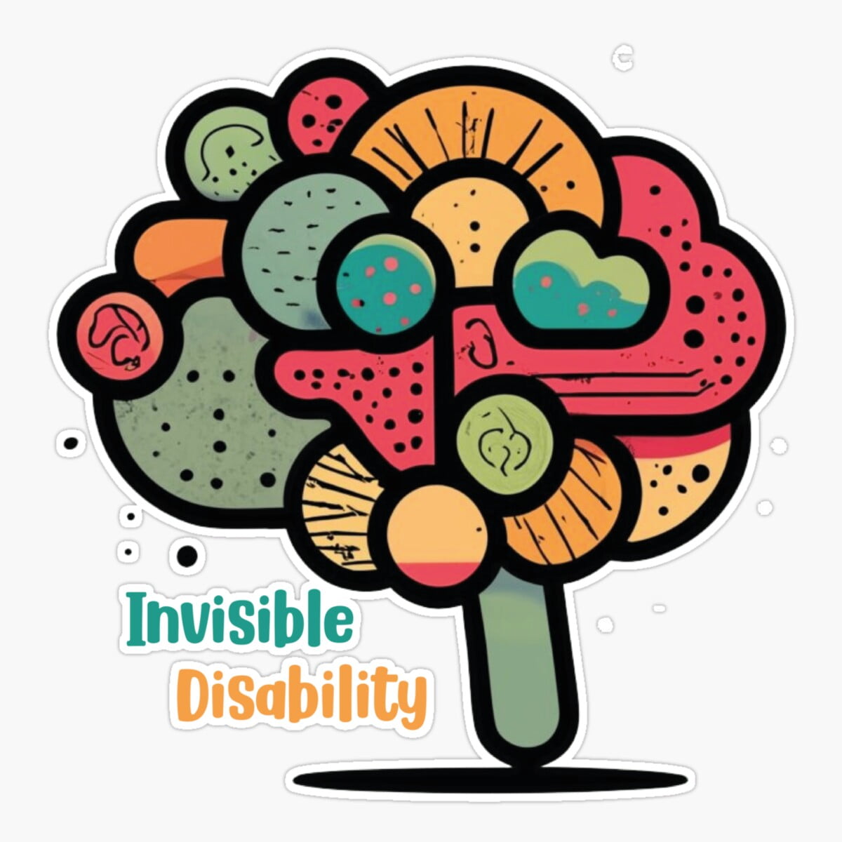 Maneki Invisible Disability Unique Brain Er, Phone Decal Water Bottle ...
