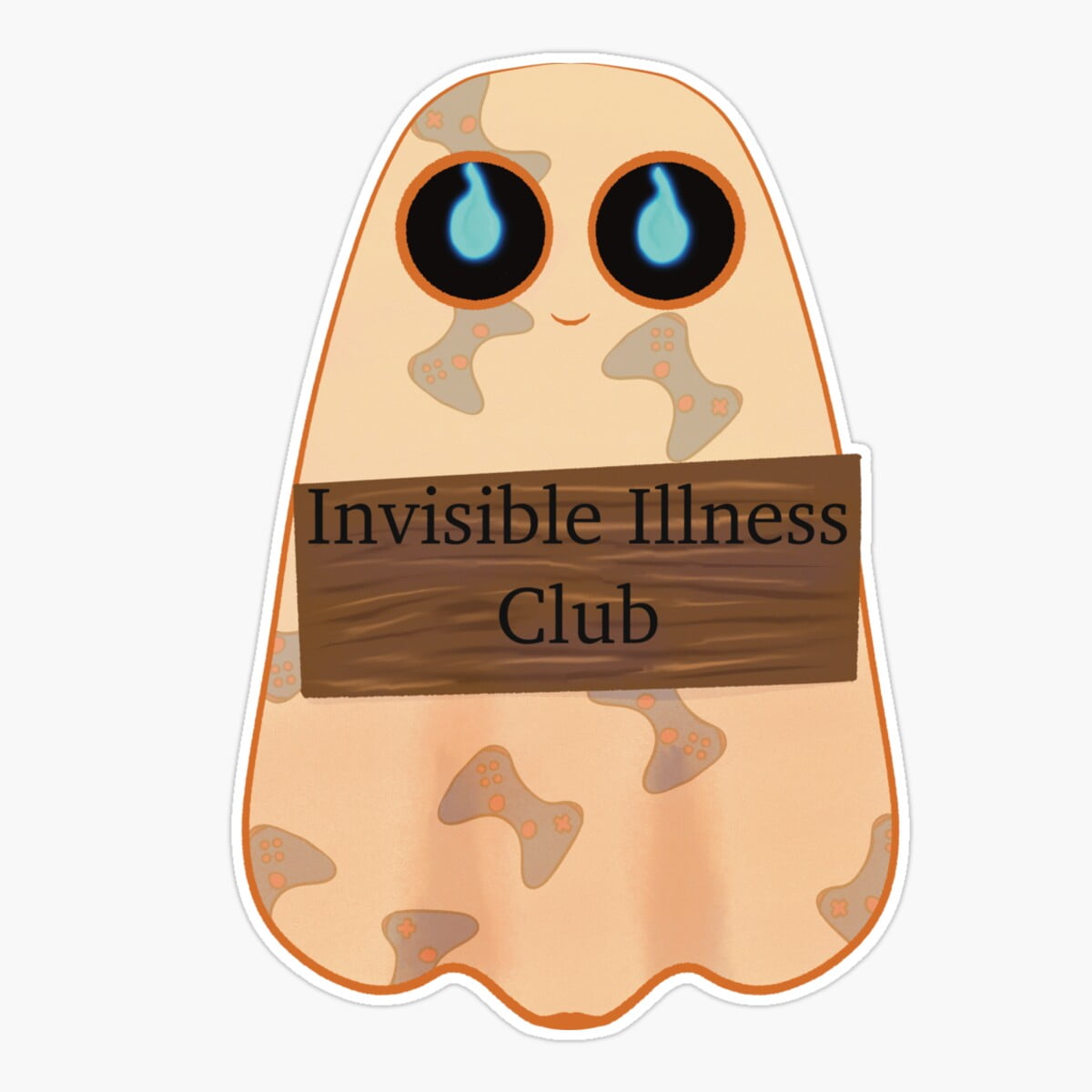 Maneki Invisible Illness Club Ghost With Controllers Er, Phone Decal ...