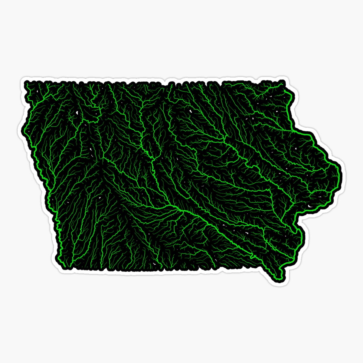 Maneki Iowa River Basin Map In Rainbow Colours With Black Background ...