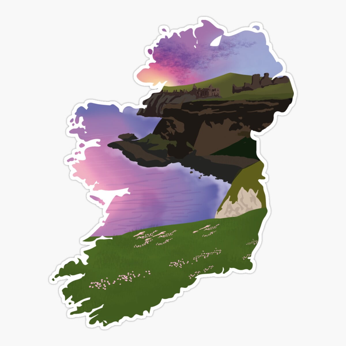 Maneki Ireland, Map And Landscape Sticker, Phone Decal Water Bottle ...