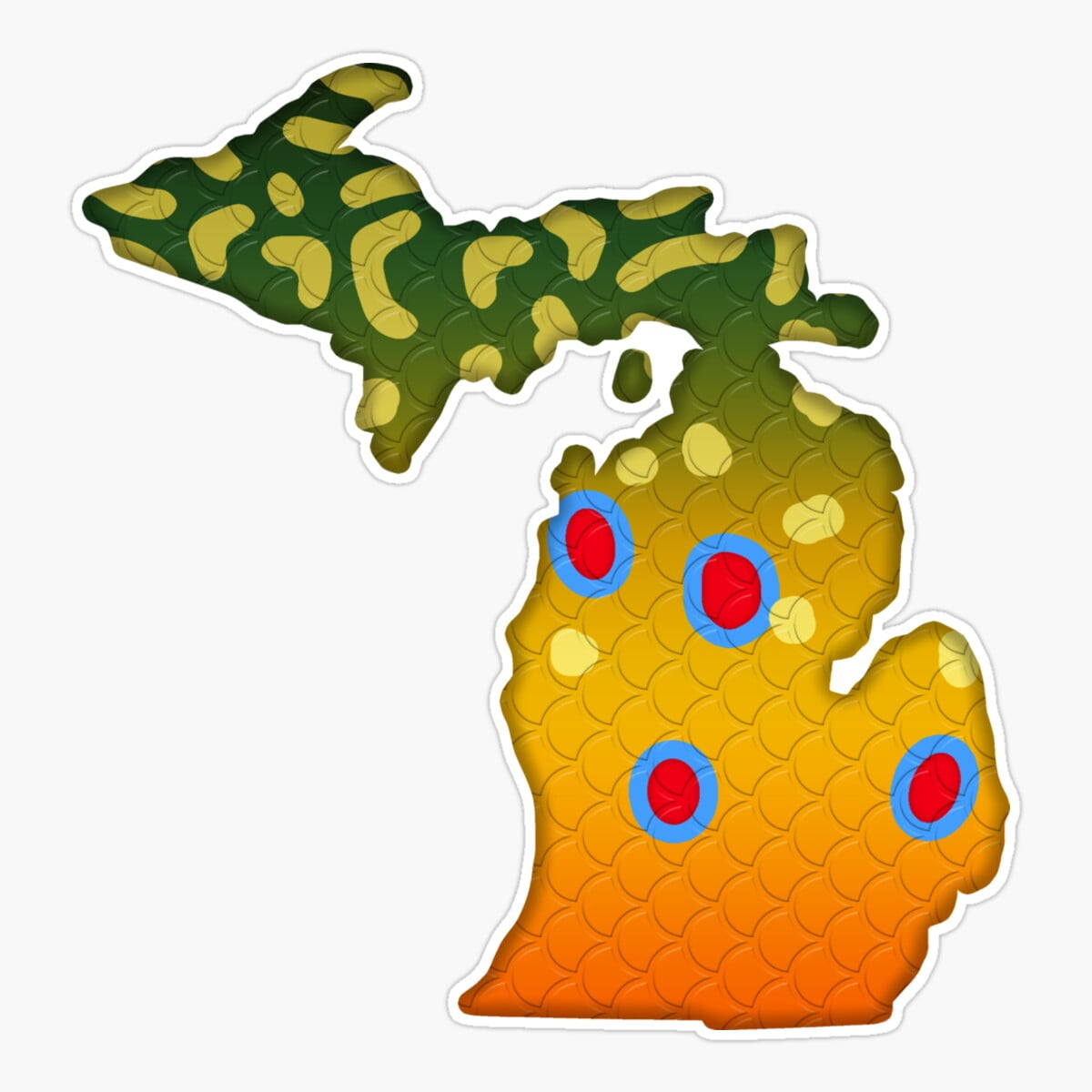 Maneki Ish Michigan Brook Trout Colorul Ishing State Map Art Er, Phone ...