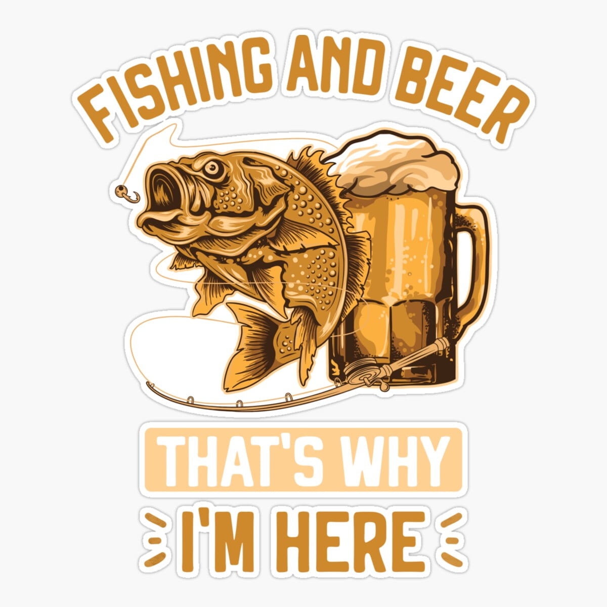 Maneki Ishing And Beer That’S Why I’M Here Unny Isherman Er, Phone Decal Water Bottle Stickers ...