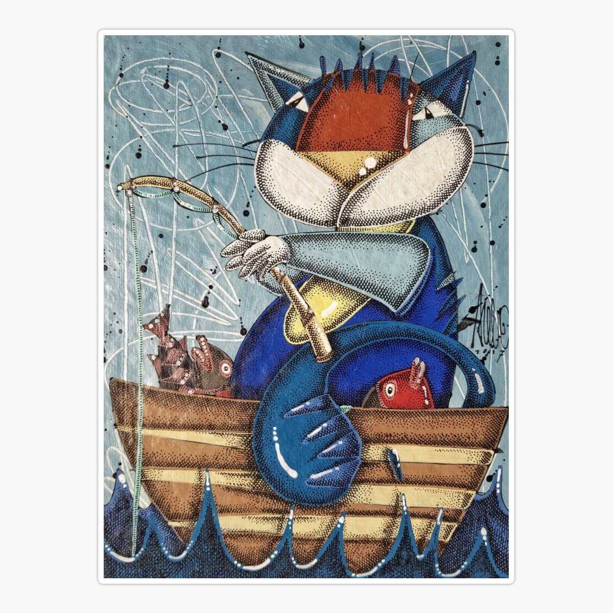 Maneki Ishing Cat On A Boat, Daniel Acebo, Backroom Art Er, Phone Decal ...