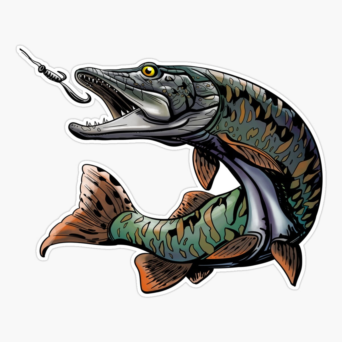 Maneki Ishing Musky Esox Er, Phone Decal Water Bottle Stickers Car ...