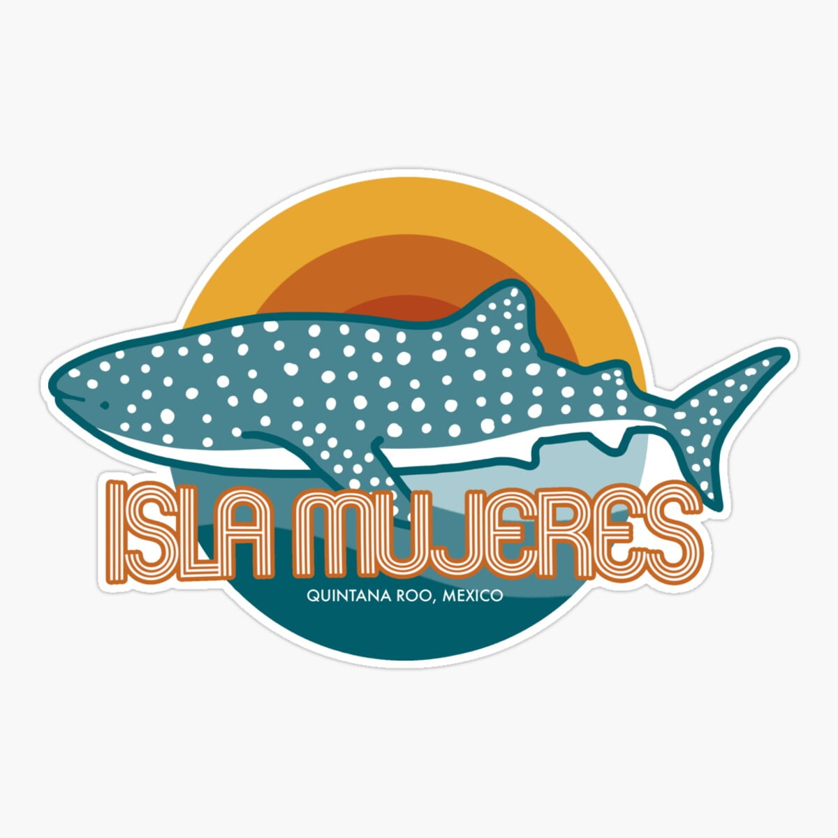 Maneki Isla Mujeres Whale Shark Sticker, Phone Decal Water Bottle ...