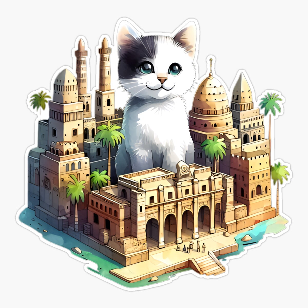 Maneki Island Oasis Sticker, Phone Decal Water Bottle Stickers Car ...