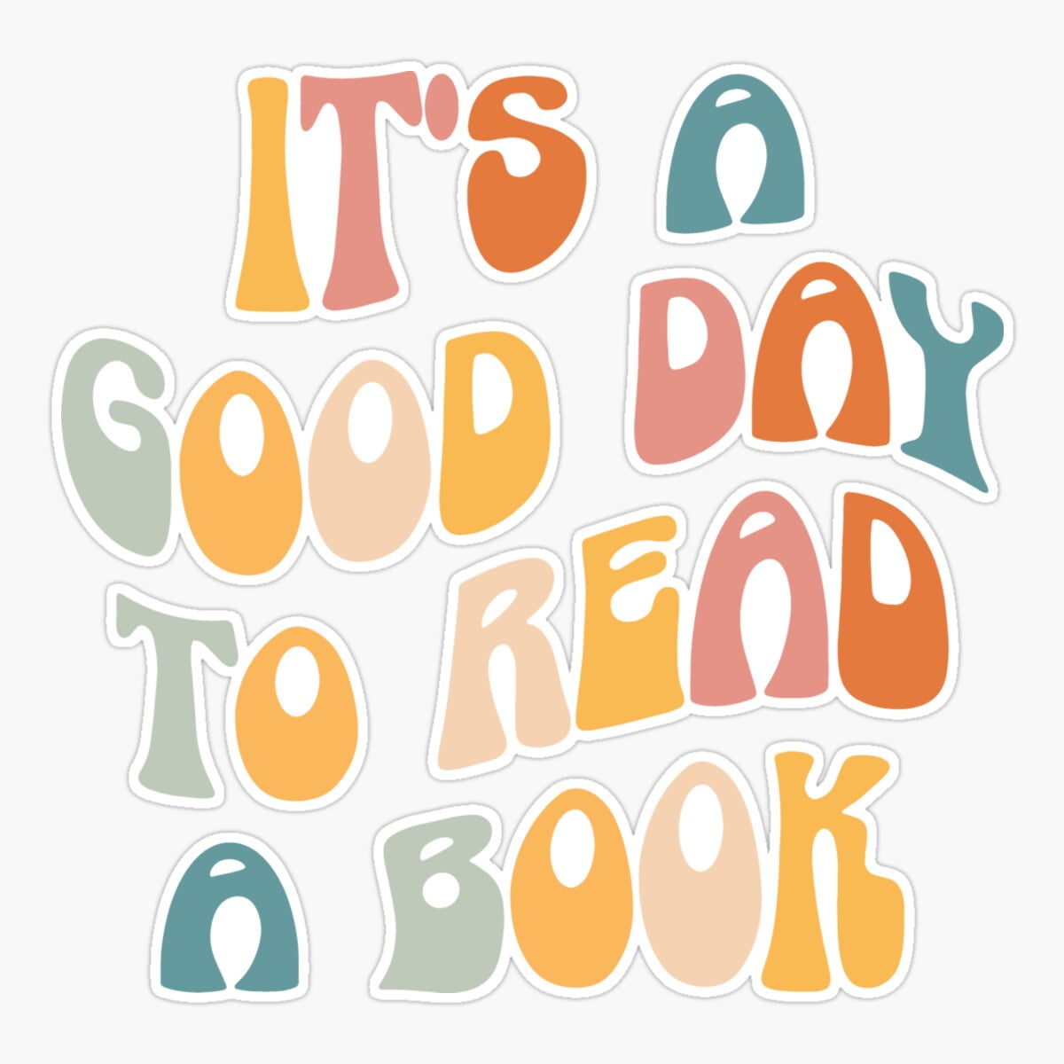 Maneki It'S A Good Day To Read A Book Retro Groovy Sticker, Phone Decal ...