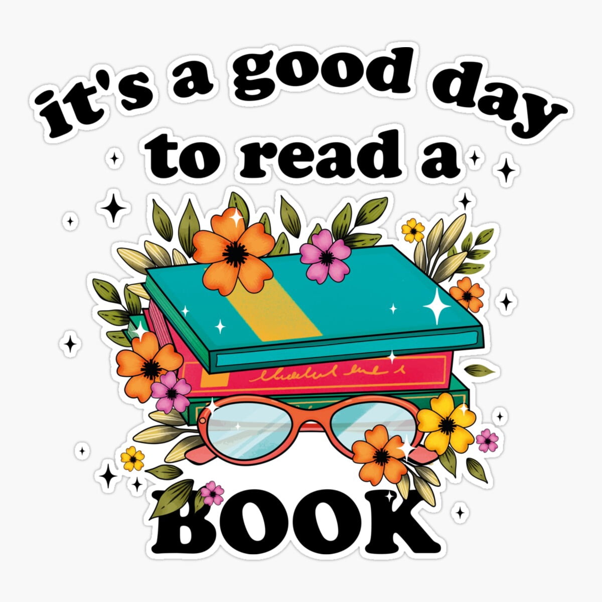 Maneki It'S A Good Day To Read A Book Sticker, Phone Decal Water Bottle ...